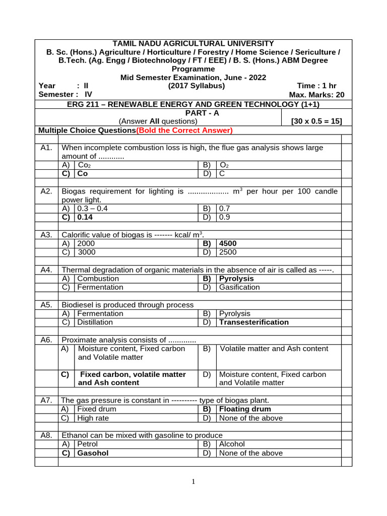 Erg 211 - Mid Semester - Question Paper - 2020 - IV Semester.. | PDF ...