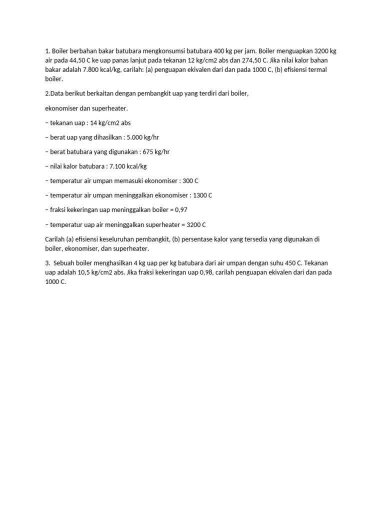 Soal Perbaikan Boiler | PDF