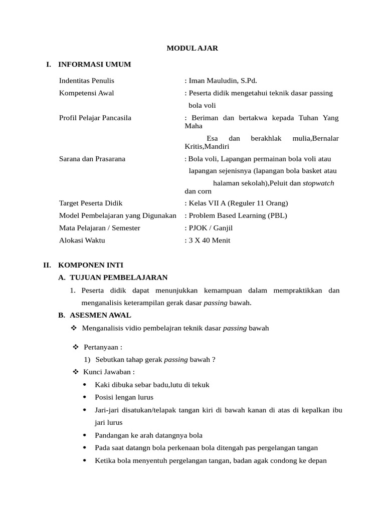 Modul Ajar Pjok Iht | PDF