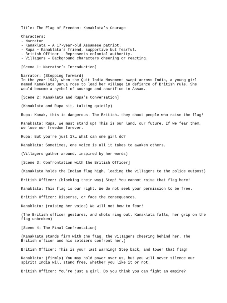 Kanaklata's Courage: A Freedom Drama | PDF