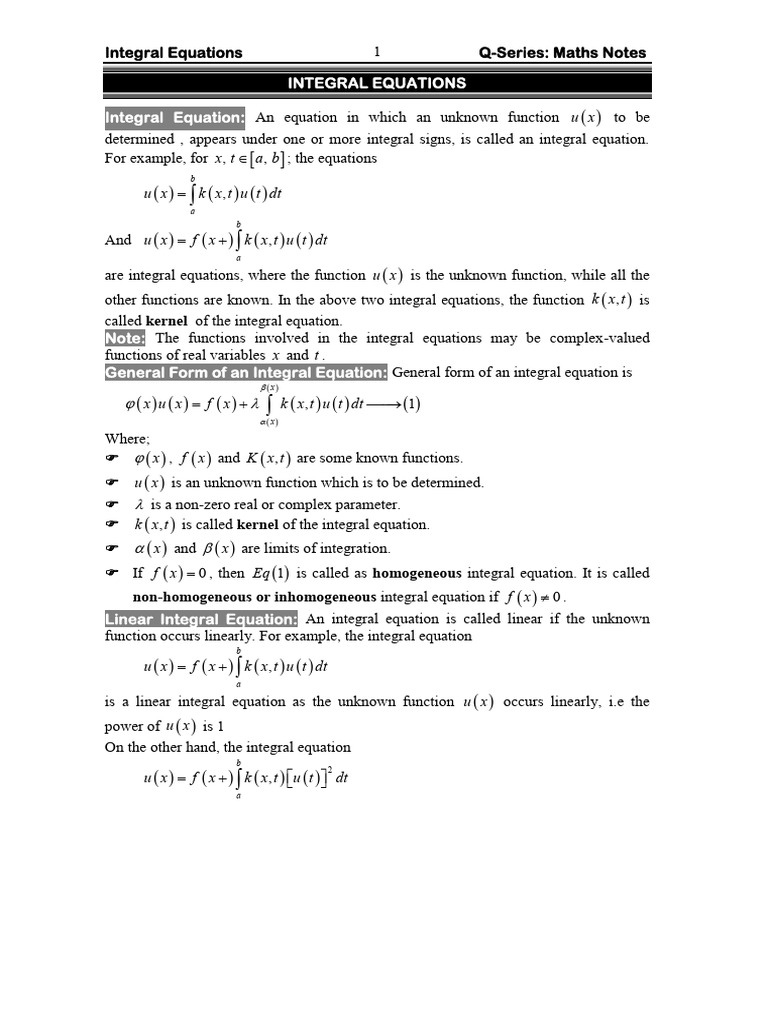 Integral Equations | PDF | Integral Equation | Teaching Mathematics