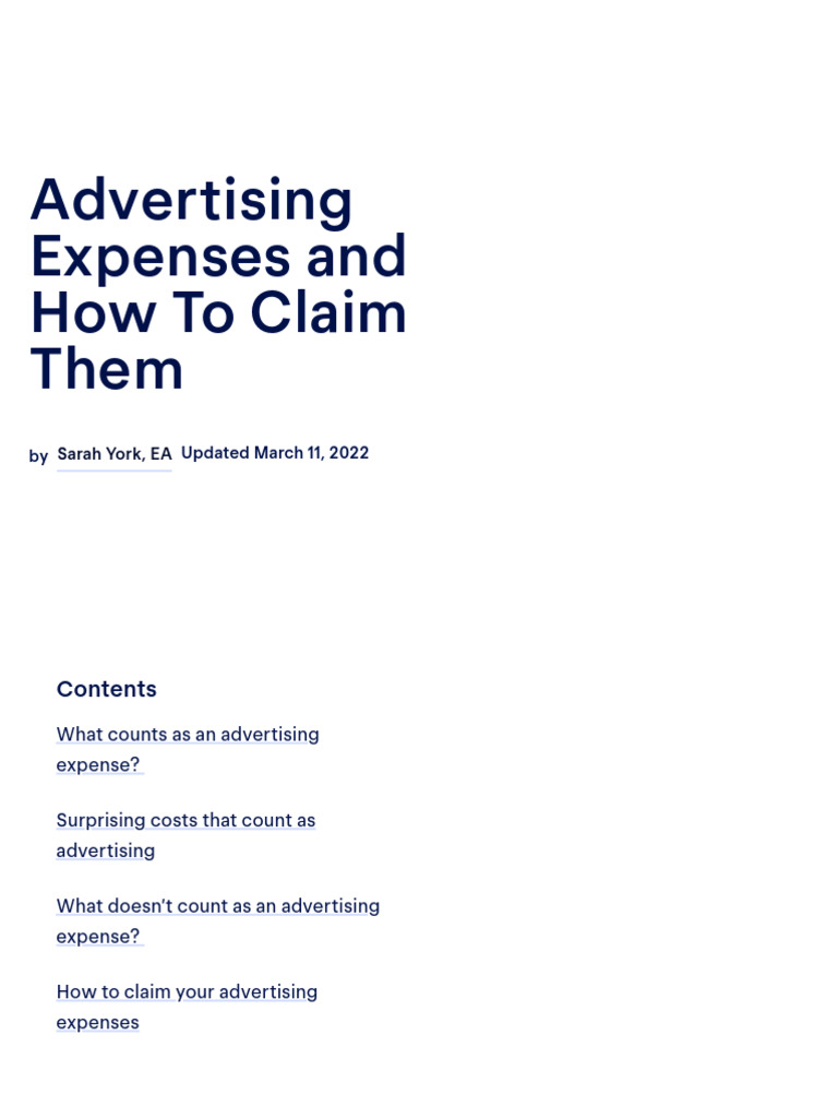 Is Advertising Tax-Deductible? Write-Offs You Might Not Know | PDF ...