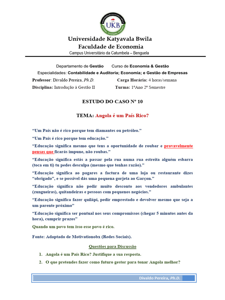 10 Angola É Um País Rico - 110210 | PDF