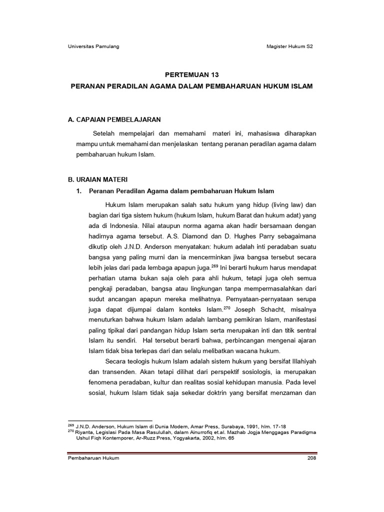 MHK0103 - Pertemuan Ke-13 - Peranan Peradilan Agama Dalam Pembaharuan Hukum Islam | PDF