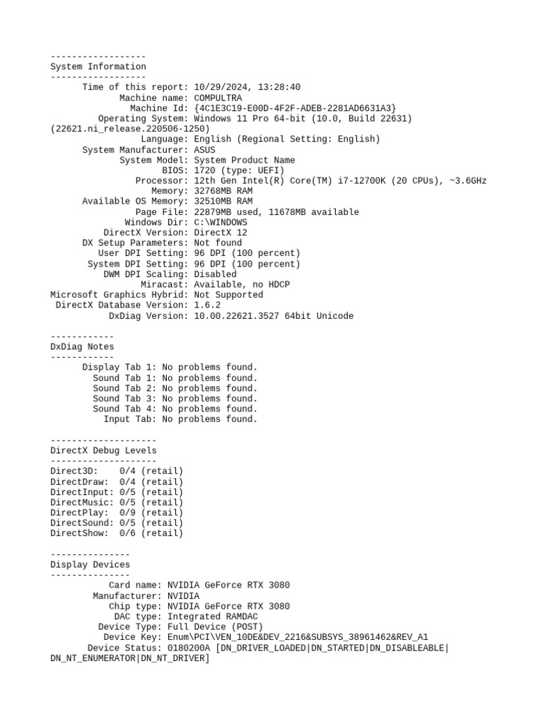 DX Diag 1 | PDF | Device Driver | Computing Platforms