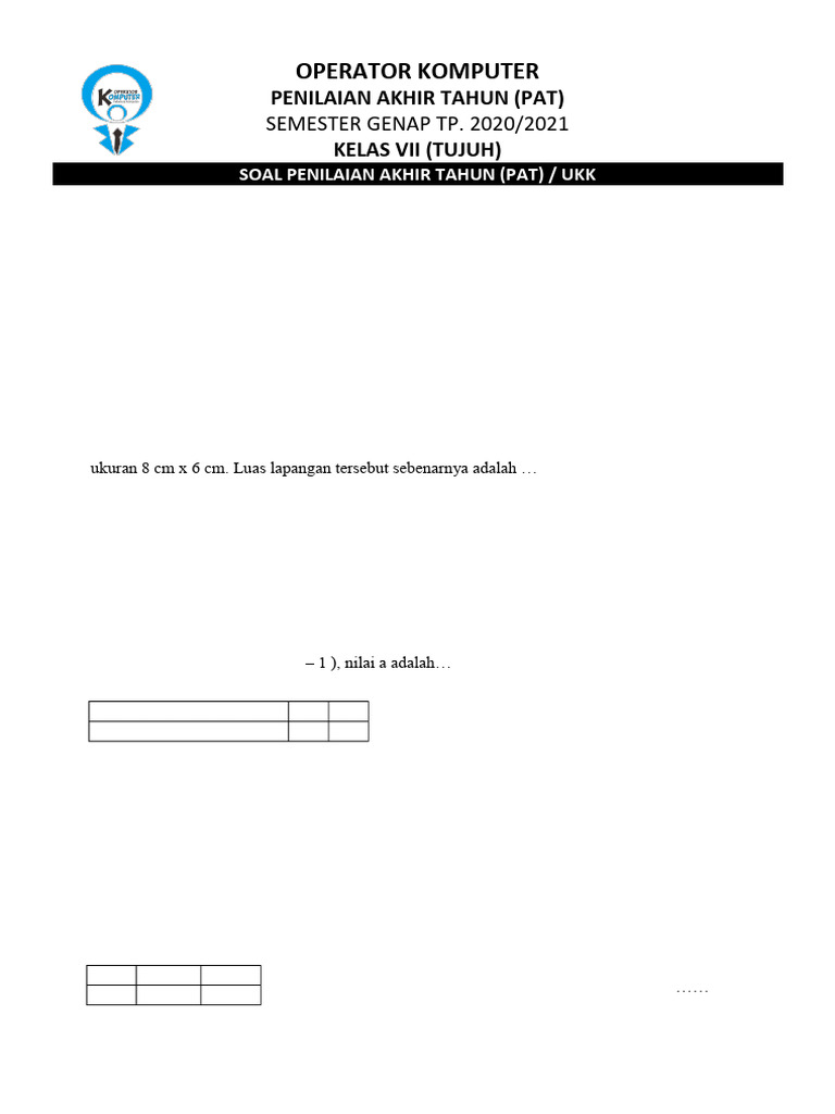 Soal PAT MTK Kelas 7 K13 | PDF
