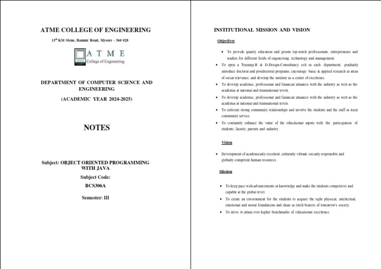BCS306A JAVA NOTES Module1 - Converted Removed | PDF