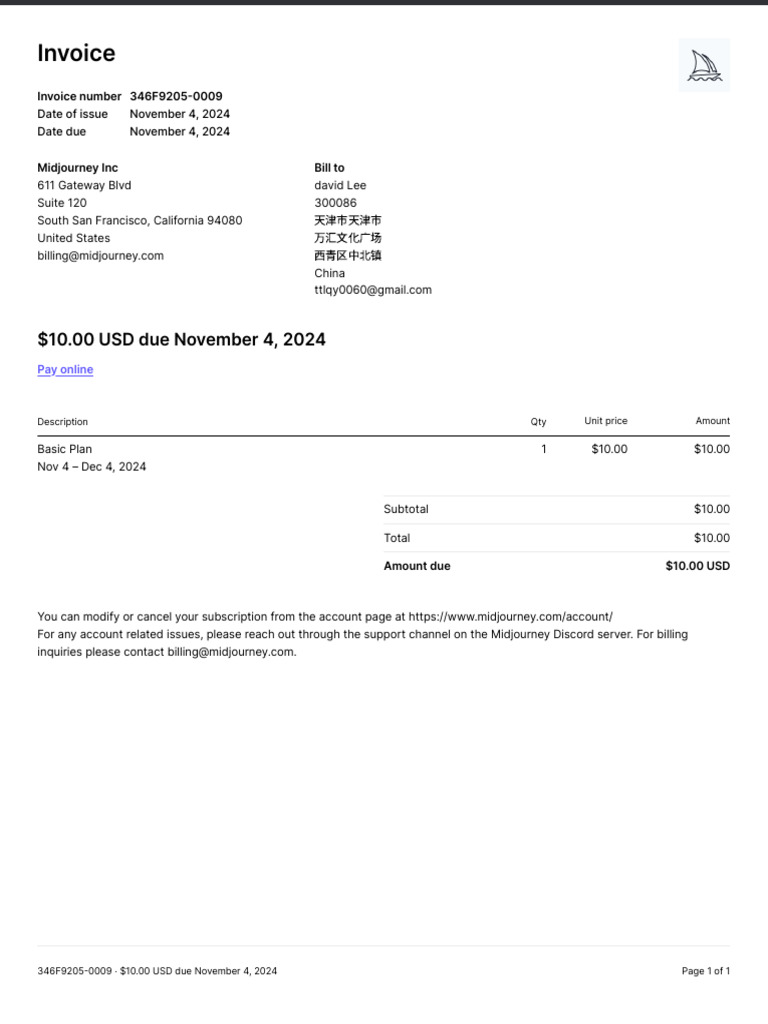 Invoice 346F9205 0009 | PDF