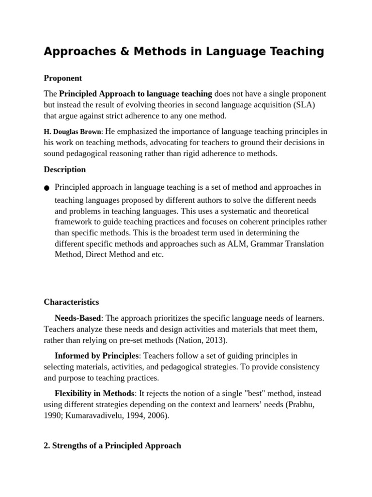 Principled Approach To Language Teaching | PDF | Language Education | Second Language Acquisition