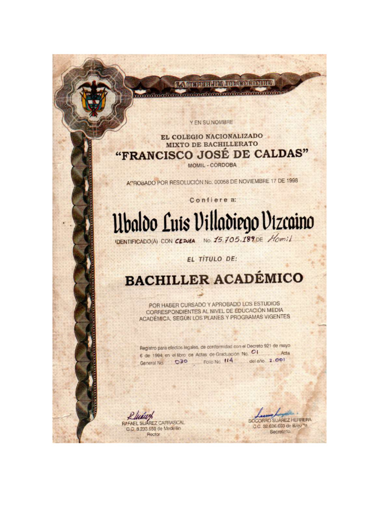 Diploma Bachillerato | PDF