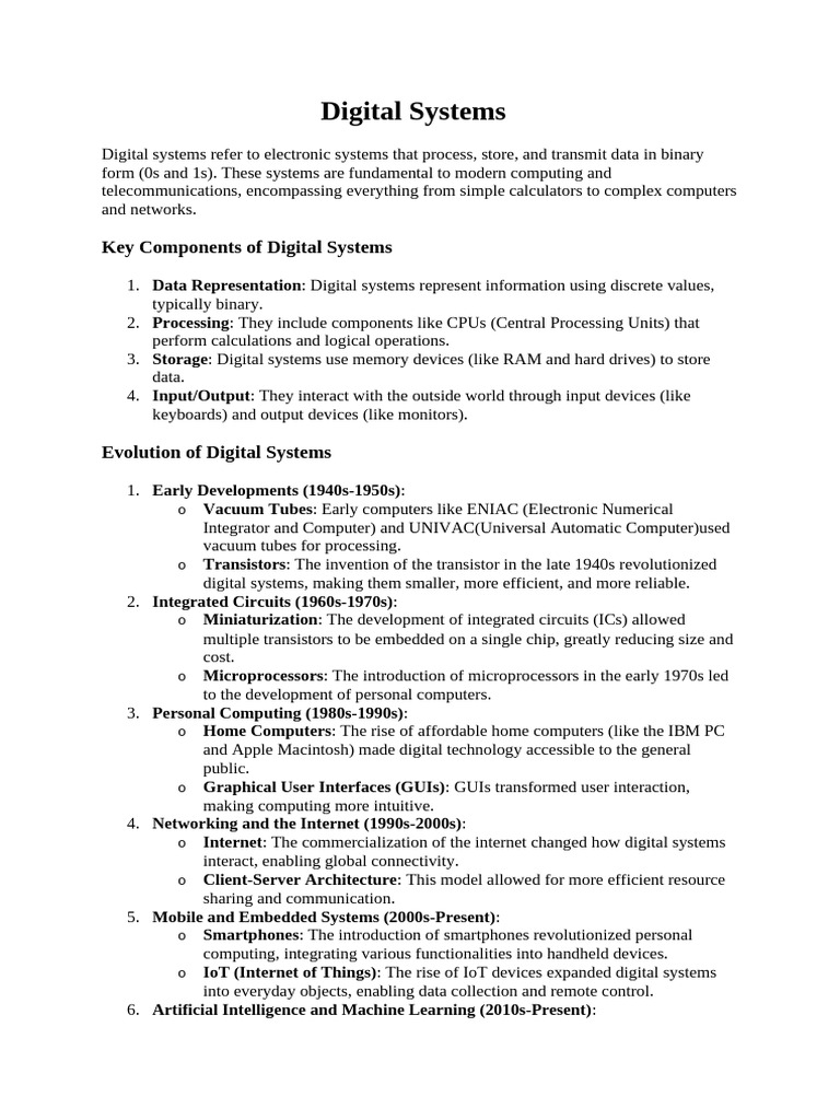 Digital Systems | PDF | Digital Electronics | Central Processing Unit Digital Systems | PDF | Digital Electronics | Central Processing Unit