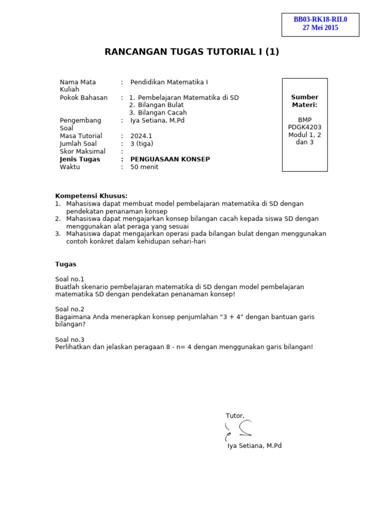 Rancangan Tugas Tutorial I | PDF