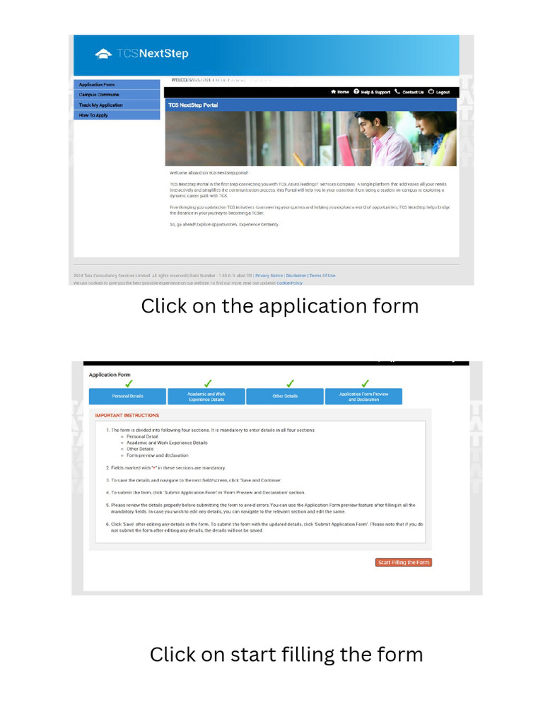 TCS Next Steps Application Guide | PDF