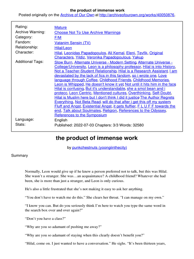 AO3 The Product of Immense Work | PDF