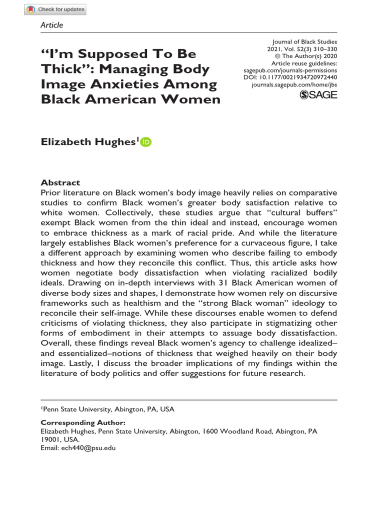 "I'm Supposed To Be Thick": Managing Body Image Anxieties Among Black ...
