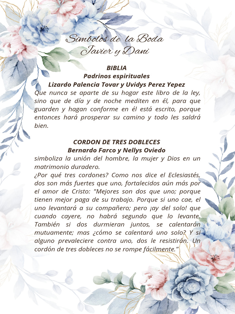 Símbolos de la Boda de Javier y Dani | PDF | Creencia religiosa y doctrina