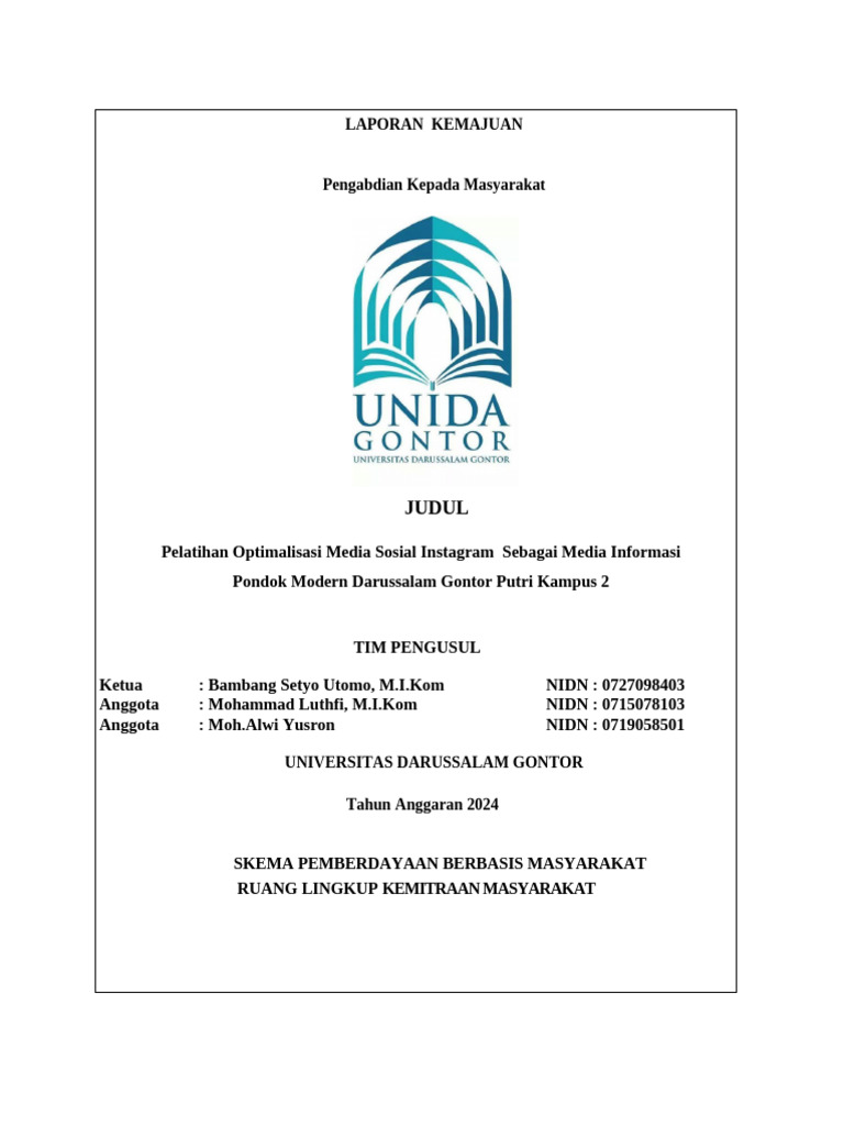 Template Laporan Kemajuan Hibah Internal | PDF