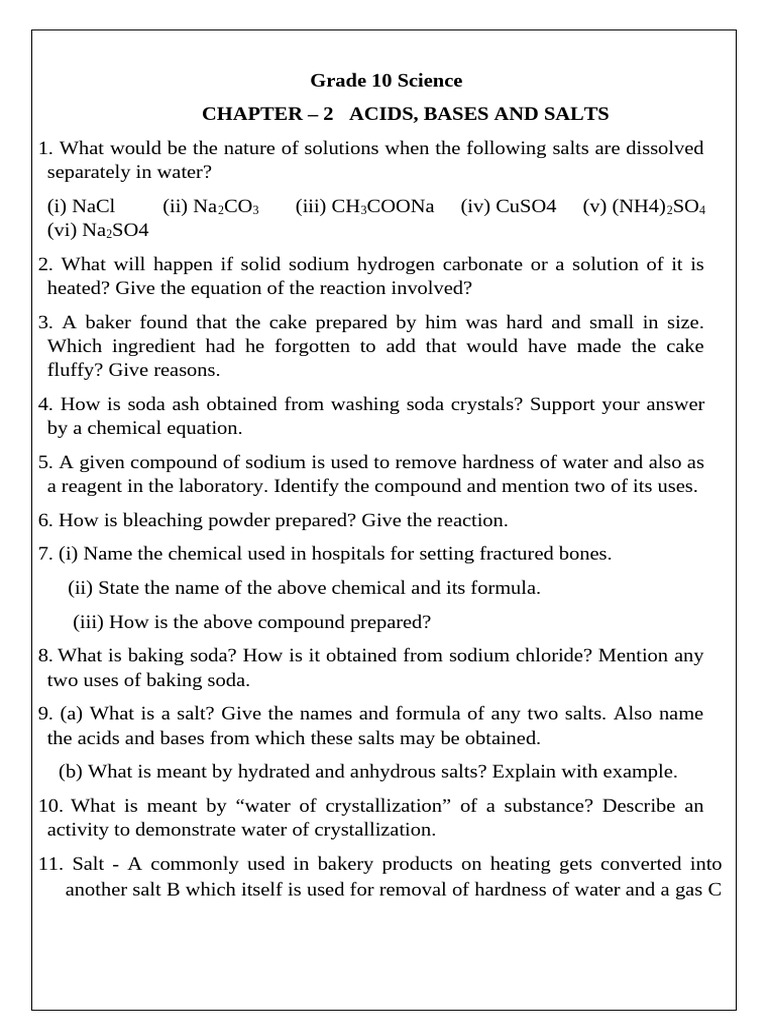Acids and Bases Task Sheet | PDF | Sodium Carbonate | Sodium Bicarbonate