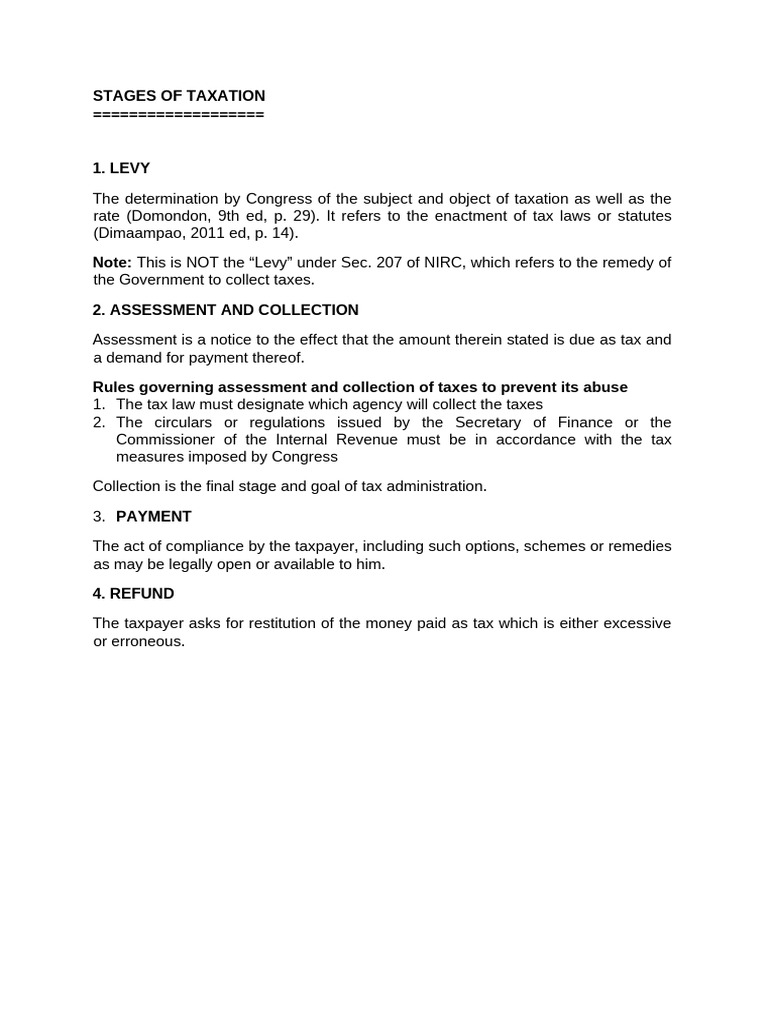 Stages of Taxation | PDF