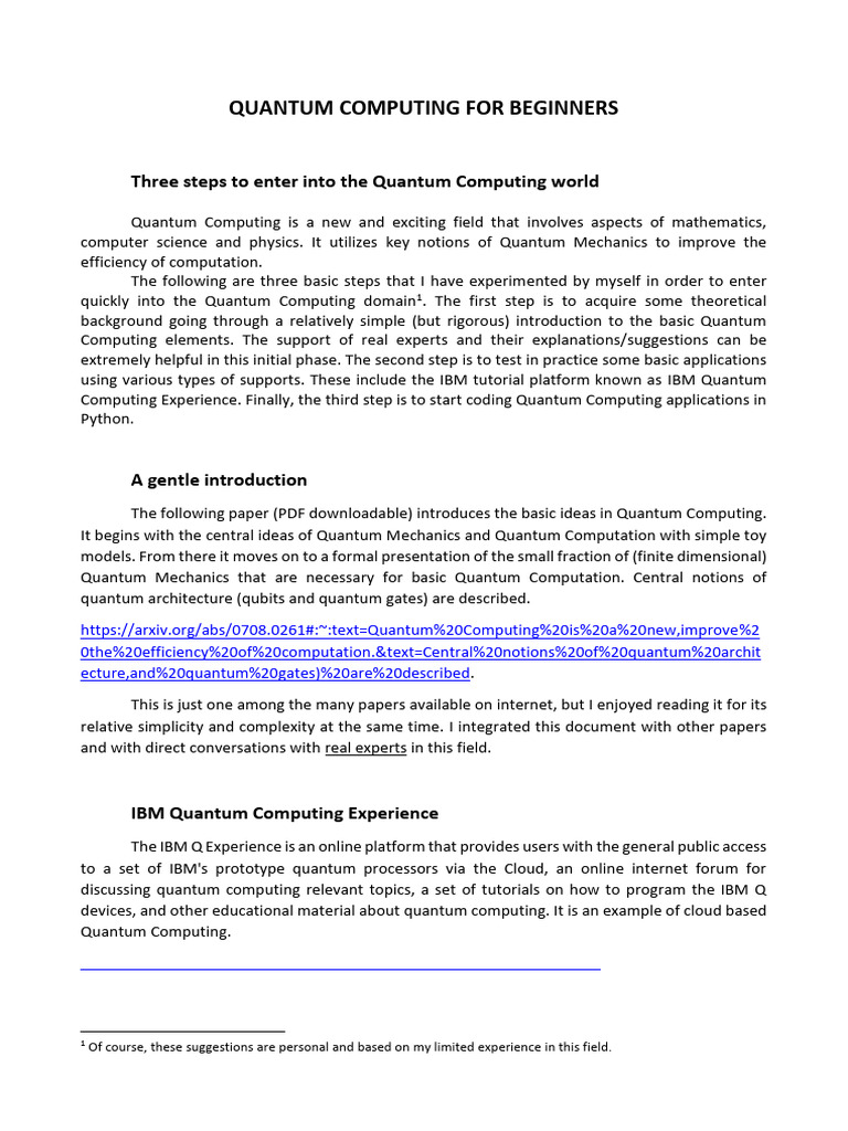 Quantum Computing For Beginners | PDF | Quantum Computing | Computing