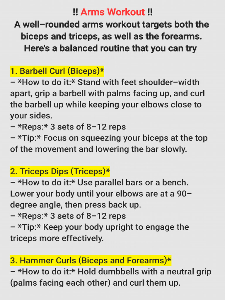 Arms Workout For | PDF