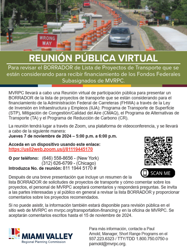 8x11poster Spanish STP CMAQ TA CR PublicMeeting | PDF