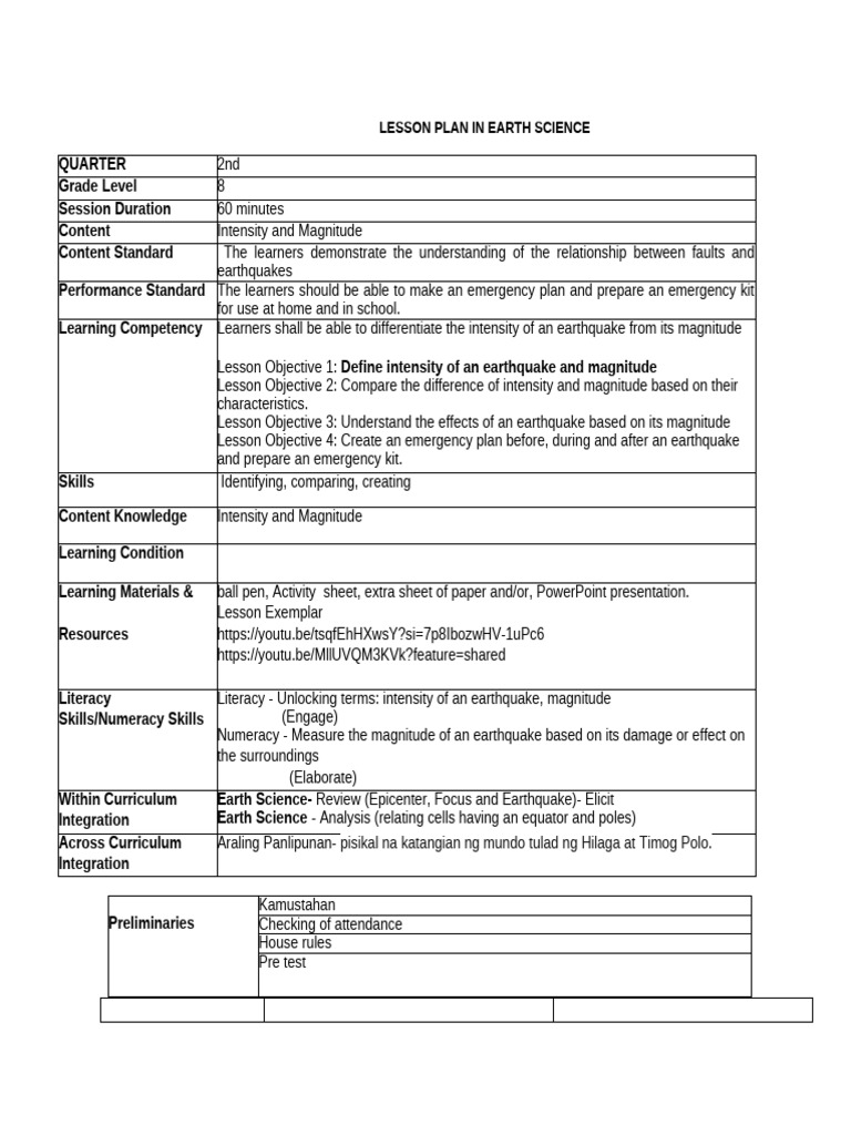 Lesson Plan in Earth Science 7es | PDF | Mitosis | Biology
