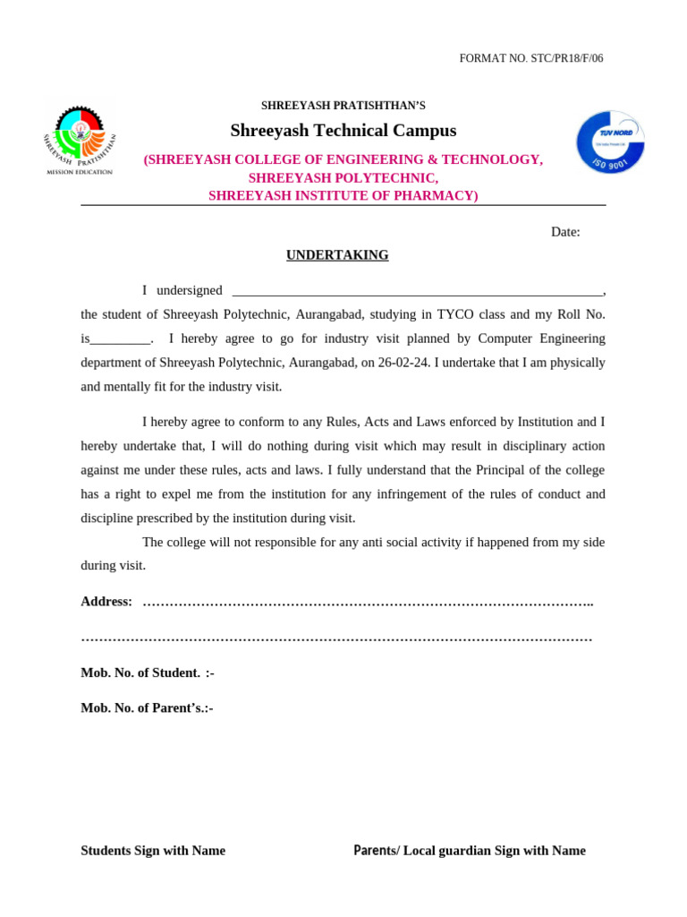 18.6 Undertaking Form | PDF
