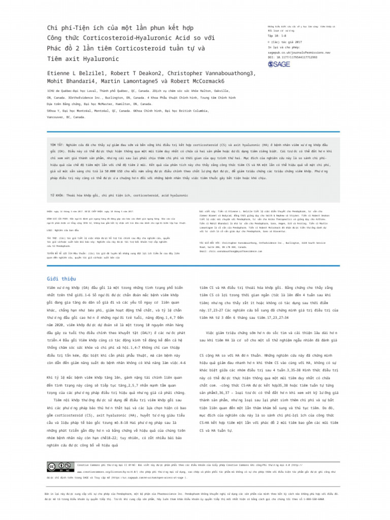 Cost Utility Cingal Vs Separate Steroid and HA Regime | PDF