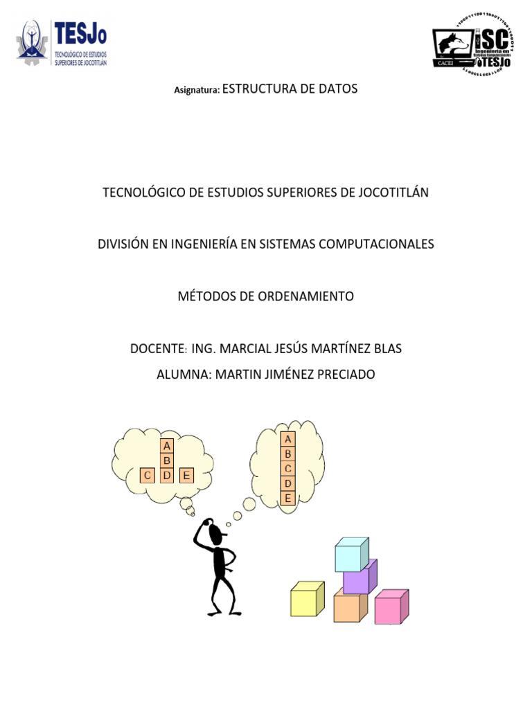 Métodos De Ordenamiento Pdf Algoritmos Algoritmos Y Estructuras De Datos