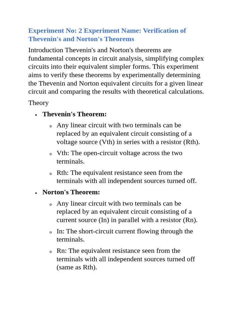 Experiment 2 C Se 209 | PDF | Electrical Network | Resistor