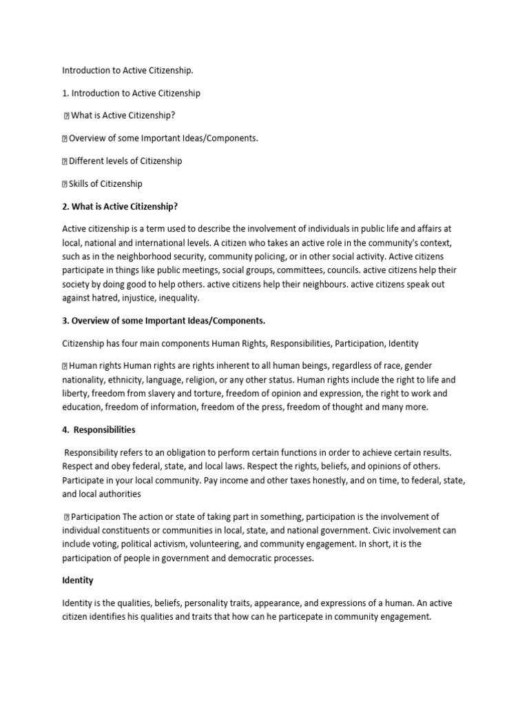 Understanding Active Citizenship Essentials | PDF | Citizenship ...