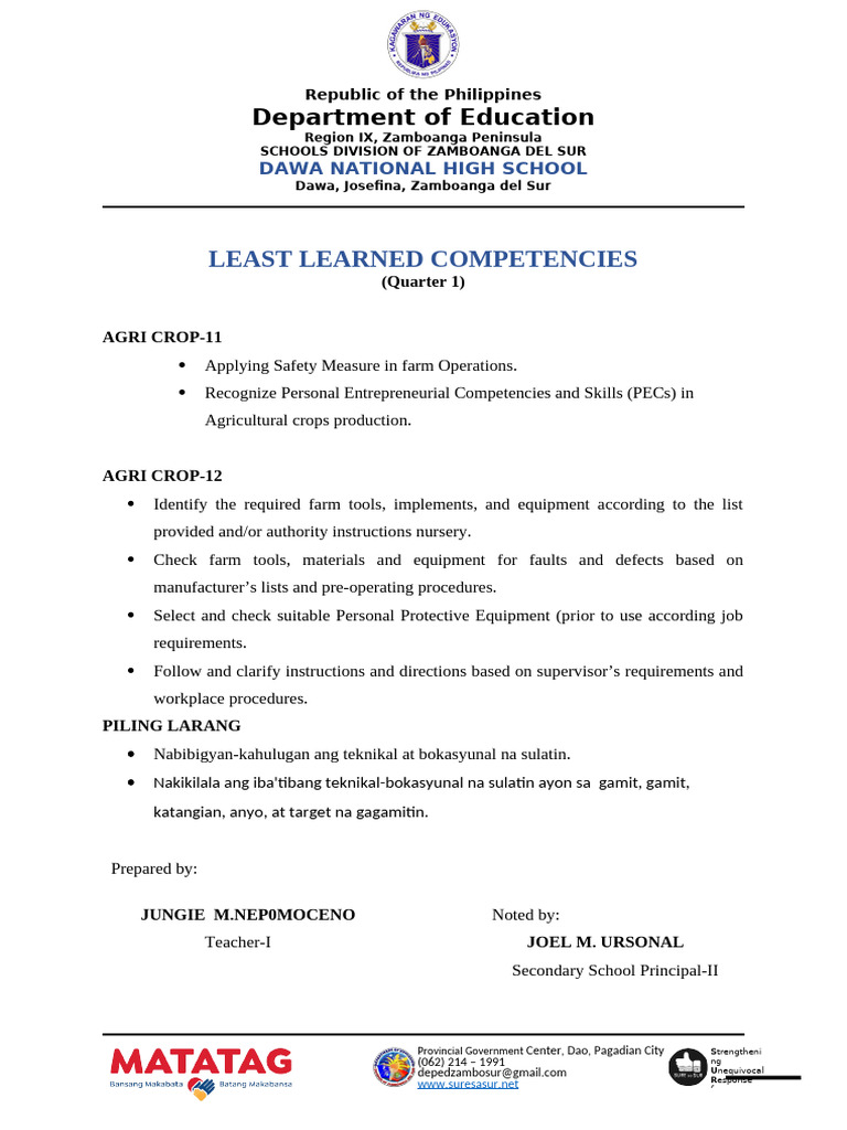 Least Learned Competencies | PDF