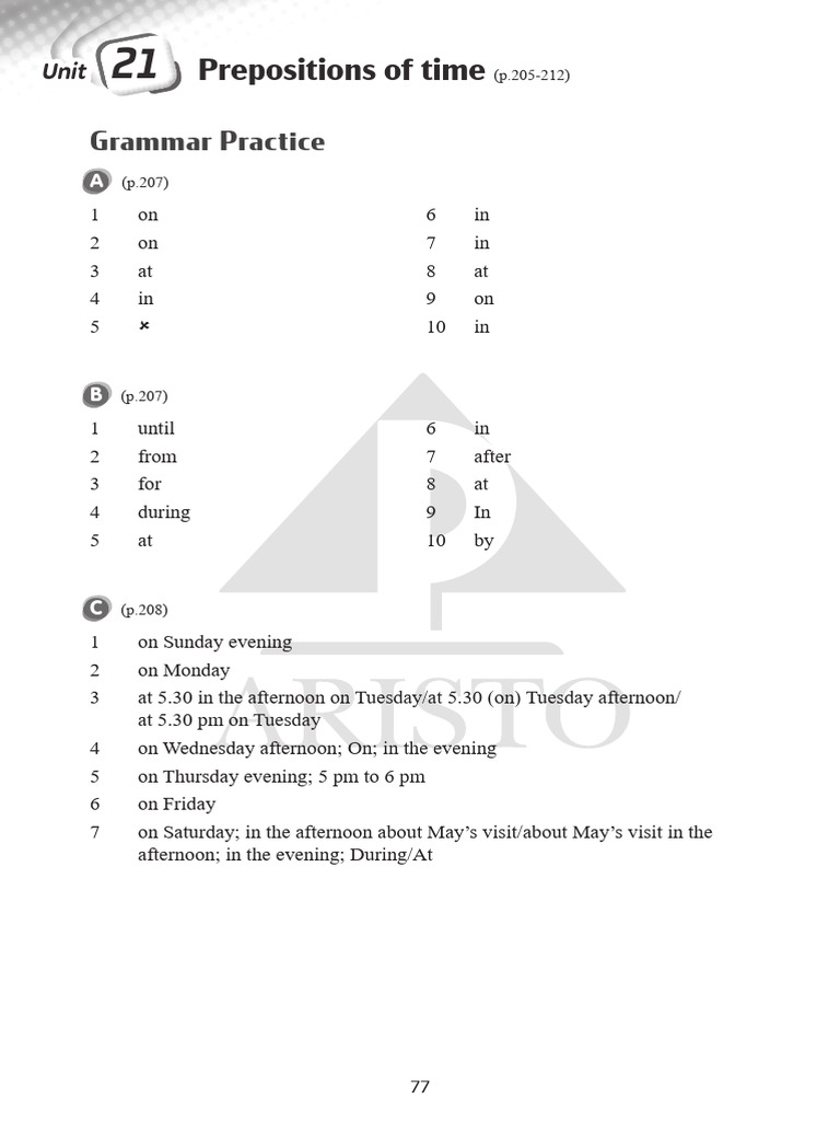 Time Prepositions Practice Exercises | PDF
