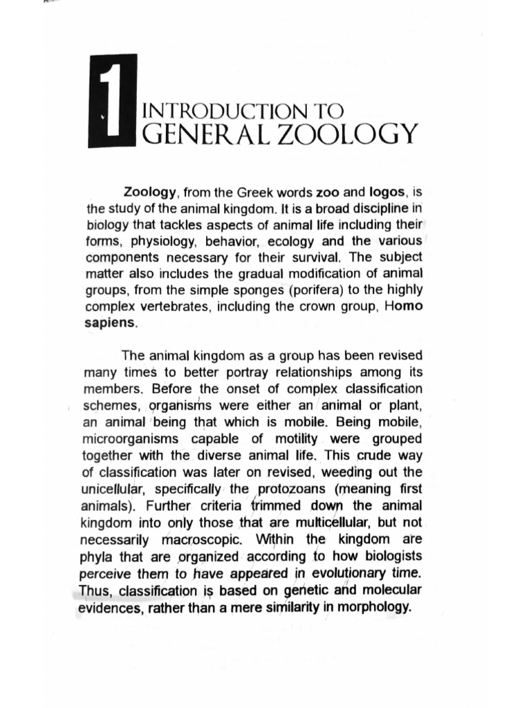 Activity 1 Introduction To Zoology Handout | PDF