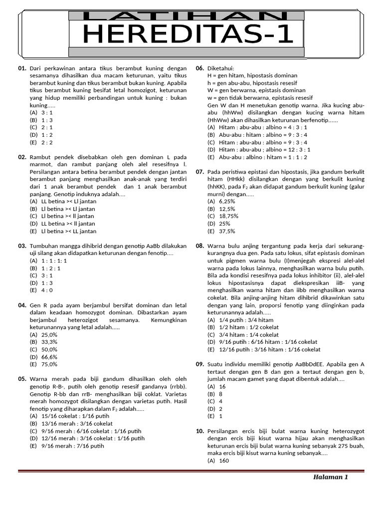Soal Latihan (Hereditas-1) | PDF