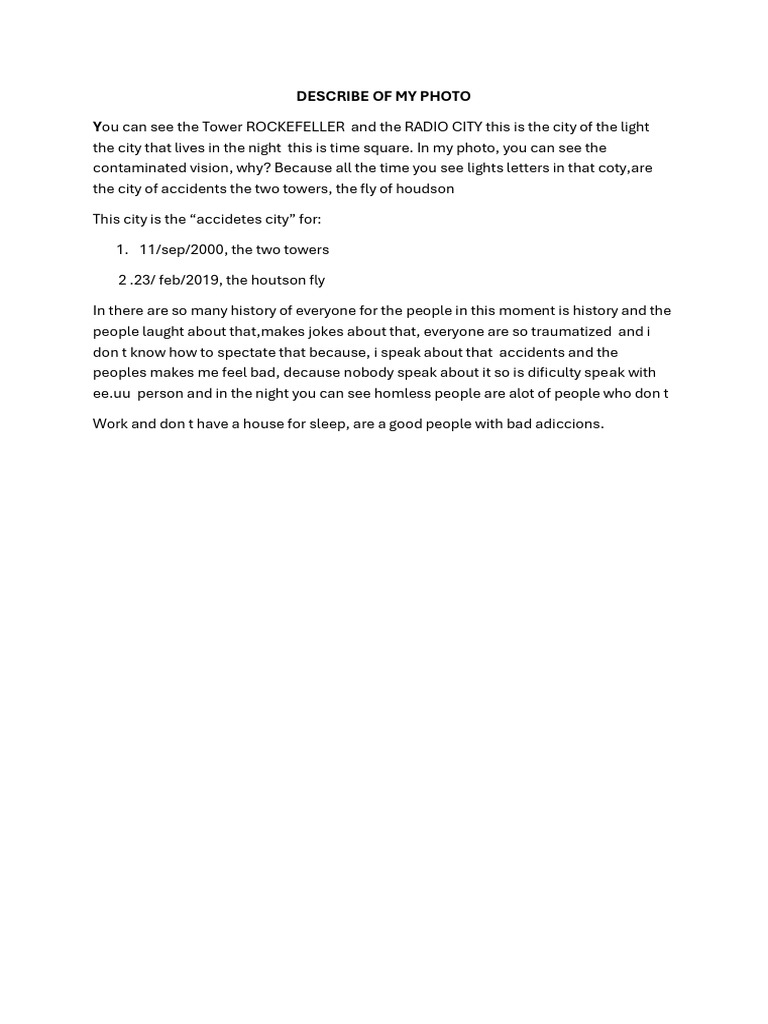 Describe of My Photo | PDF