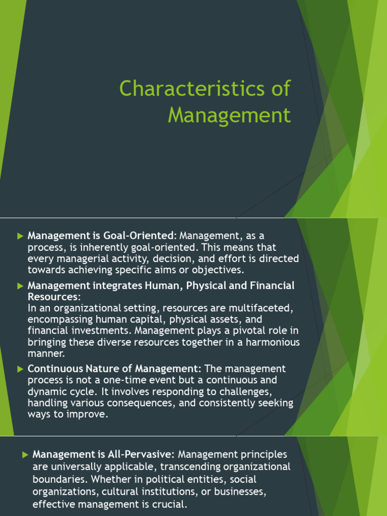 12 - Characteristics of Management | PDF
