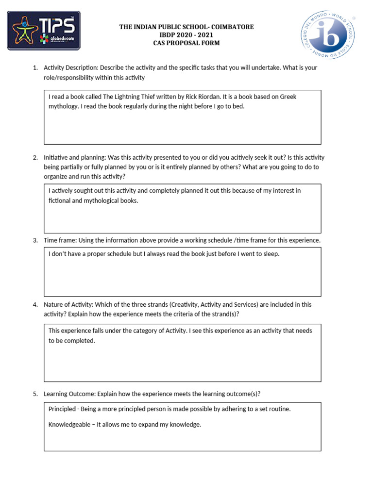 Proposal Form Reading A Book | PDF