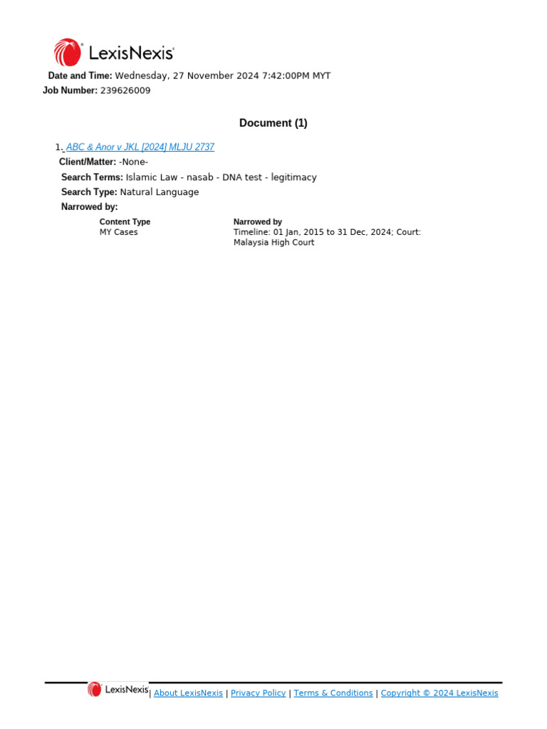 ABC & Anor V JKL (2024) MLJU 2737 | PDF | Injunction | Burden Of Proof (Law)