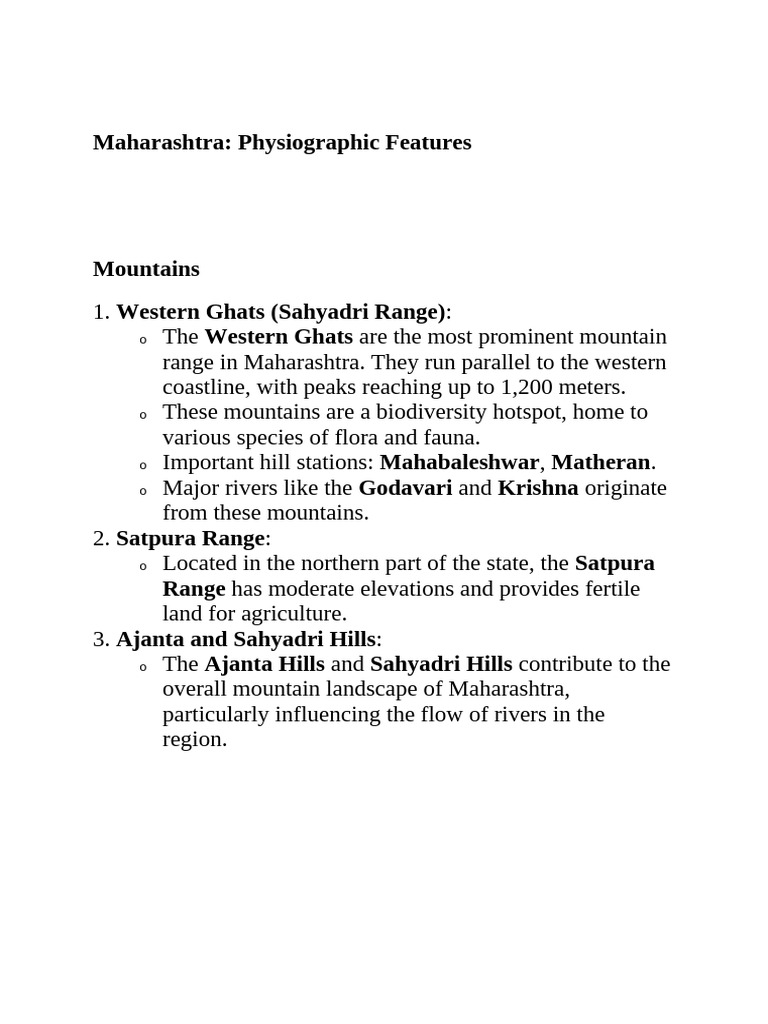 Physiographic Features of Maharashtra | PDF | Physical Geography ...