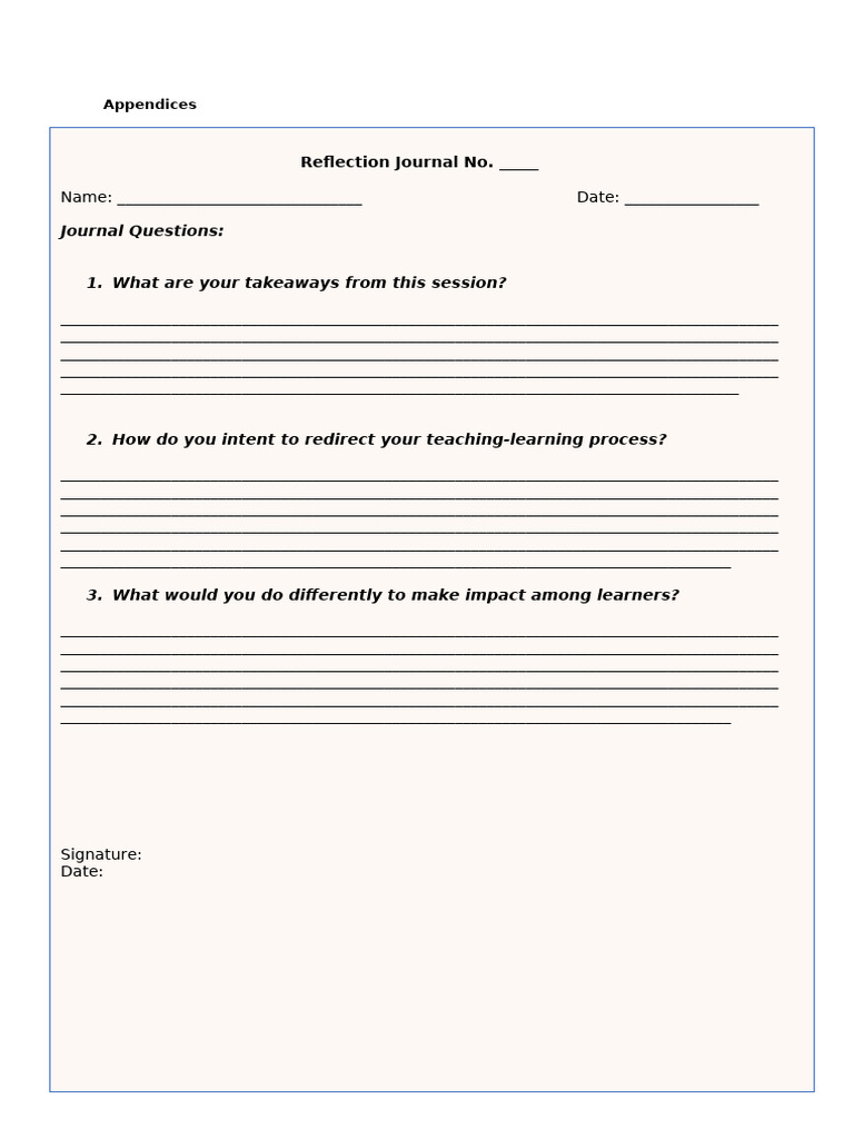 Session 1 - Entry Journal Template | PDF