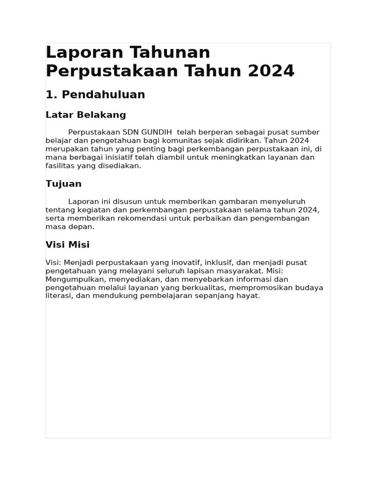 Laporan Tahunan Perpustakaan SDN Gundih | PDF