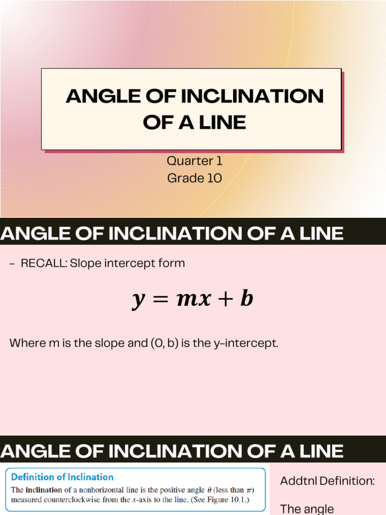 03 Angle of Inclination of A Line | PDF