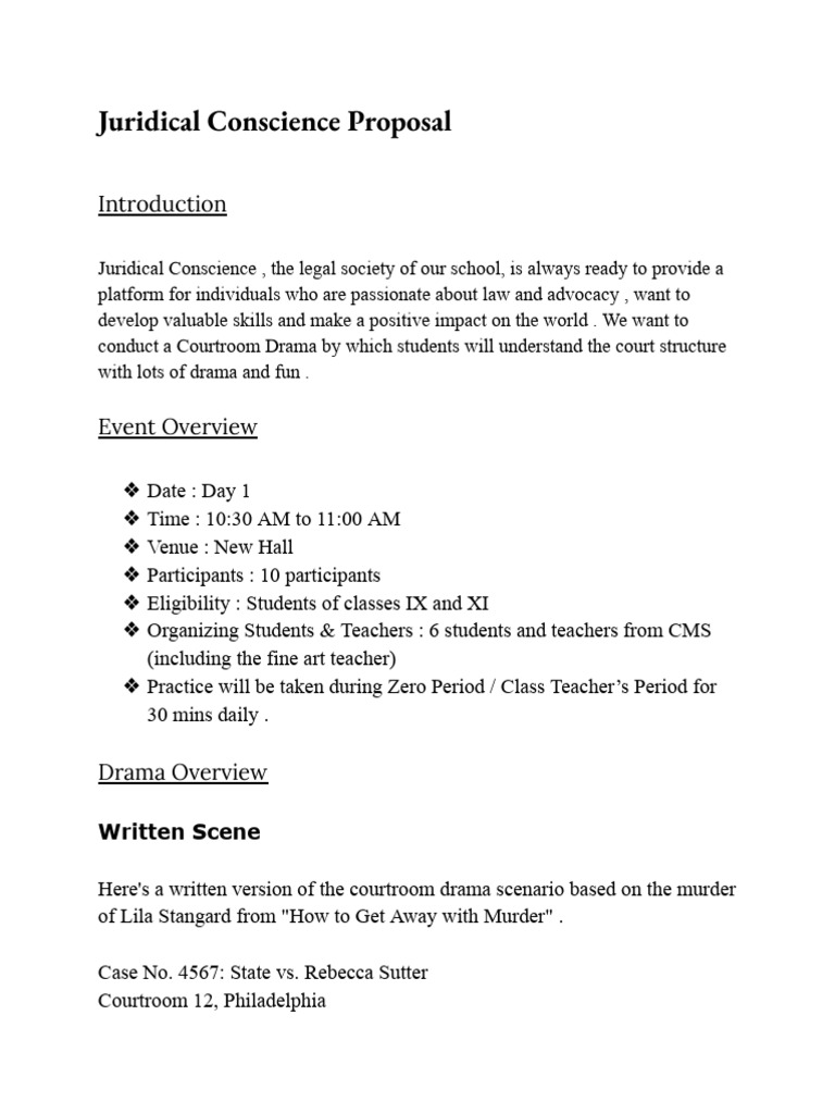 Courtroom Drama Proposal for Students | PDF | Courtroom | Prosecutor