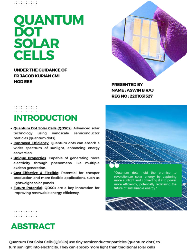 Quantum Dot Solar Cells | PDF | Solar Cell | Band Gap