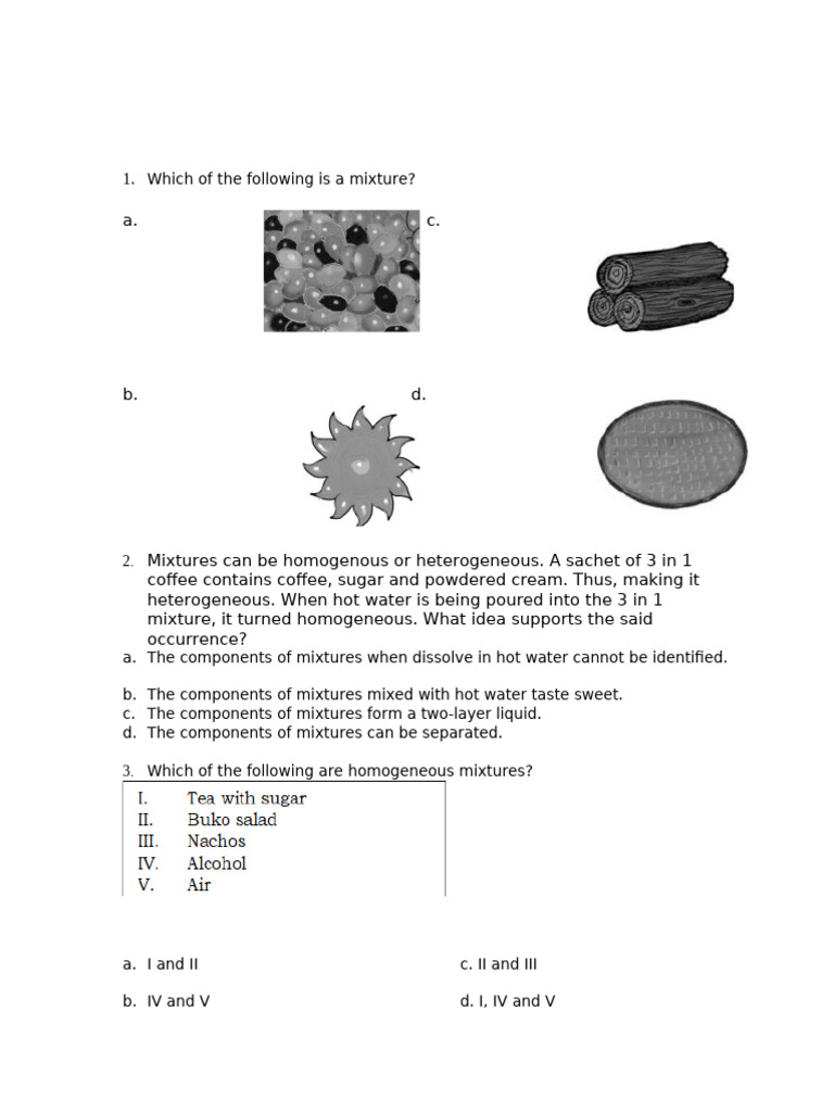 1st Quarter Test Science Final | PDF | Mixture | Applied And ...