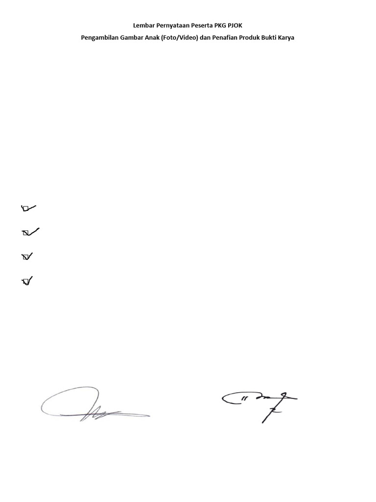 Lembar Pernyataan Peserta PKG PJOK BARU | PDF