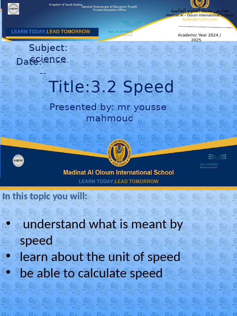 3.2 Speed | PDF | Speed | Metre