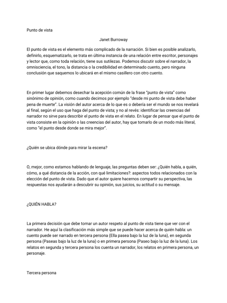 Punto de Vista en Literatura | PDF | Narración | Cuentos